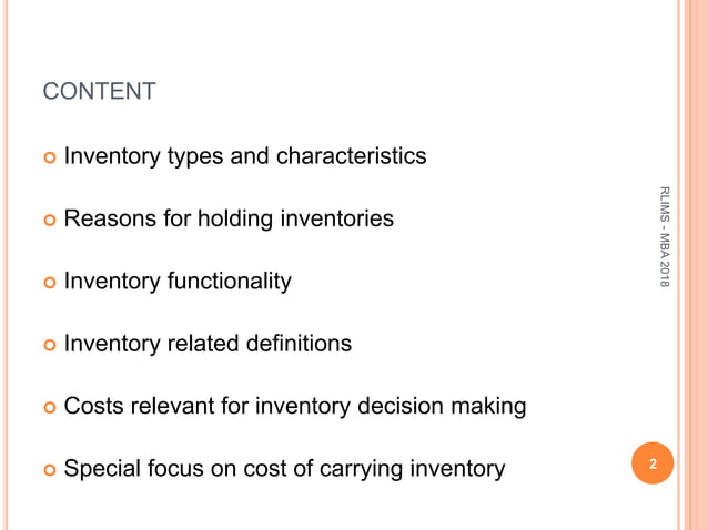 Unit 2 inventory functionality and principles | PPTX | Logistics | Business