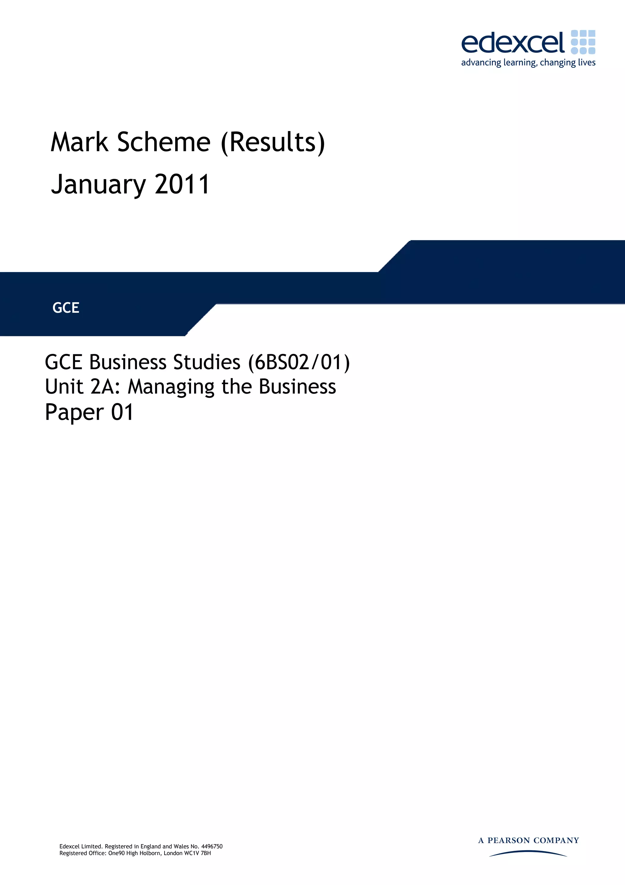 Unit 2 Jan 11 - Mark Scheme | PDF