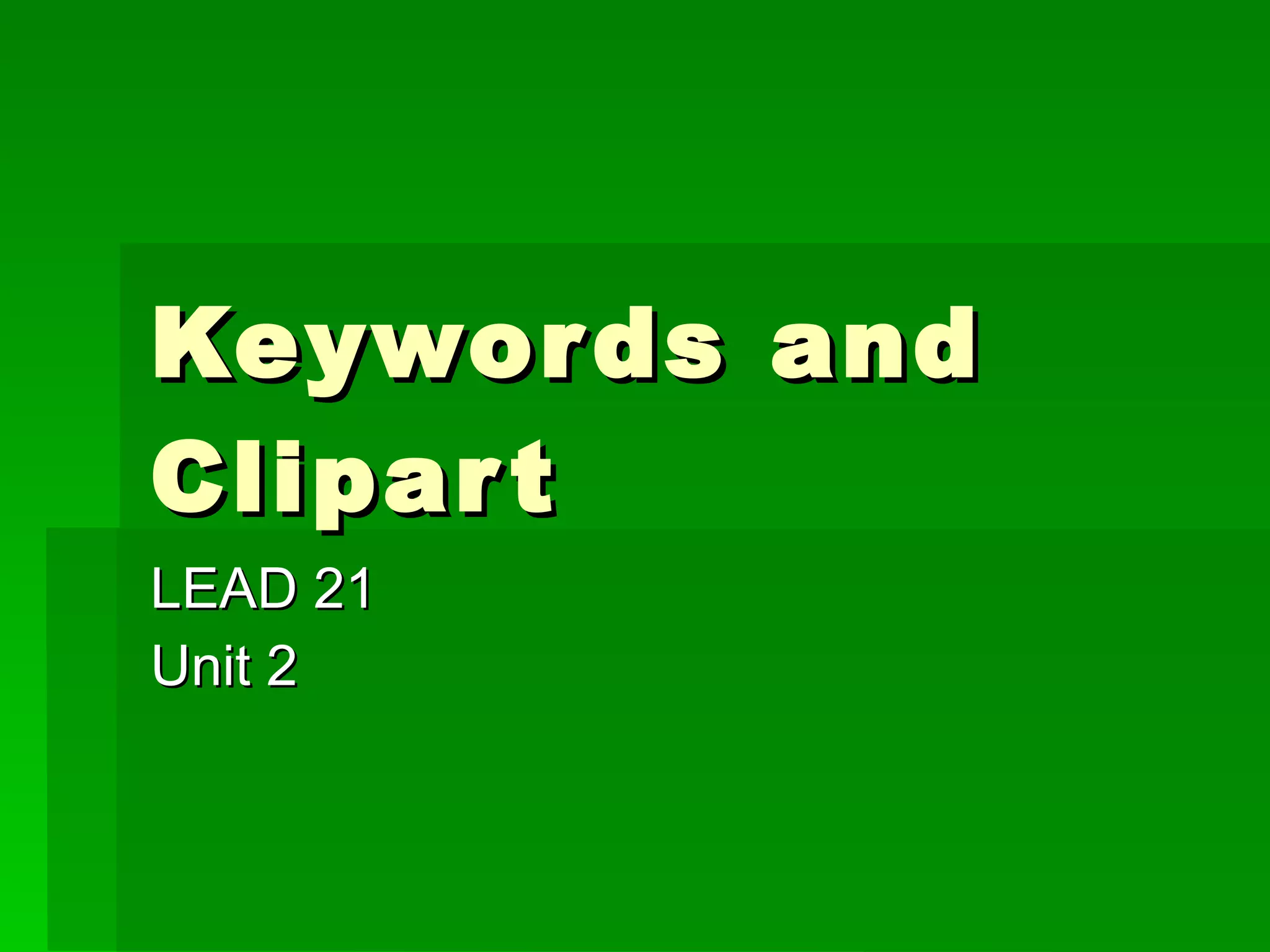 Unit 2 lead21 5th grade keywords and clipart | PPT