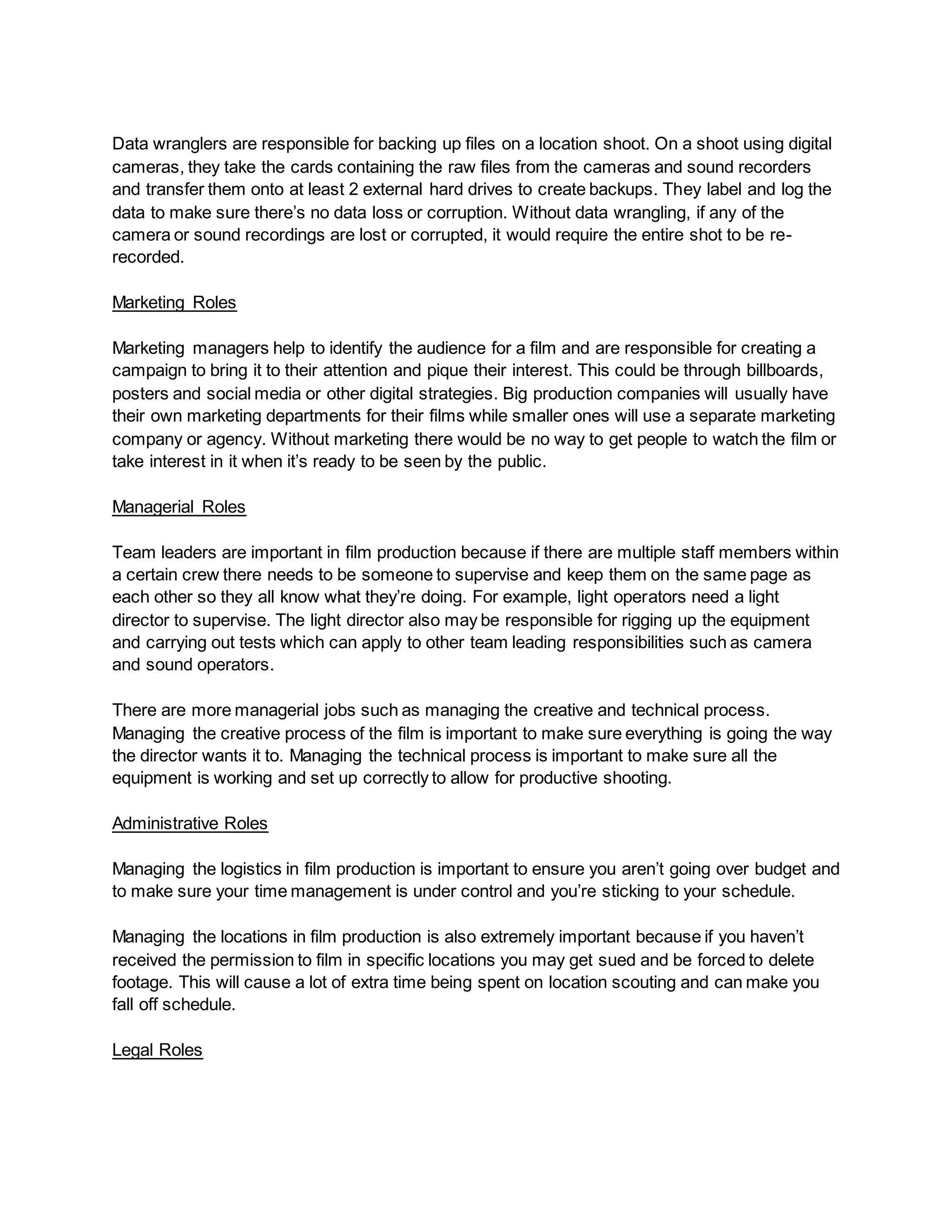 Unit 2 learning aim a | DOCX | Screenwriting | Content Production