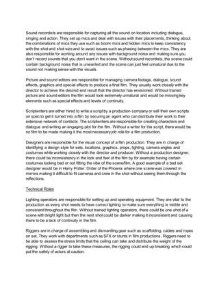 Unit 2 learning aim a | DOCX | Screenwriting | Content Production