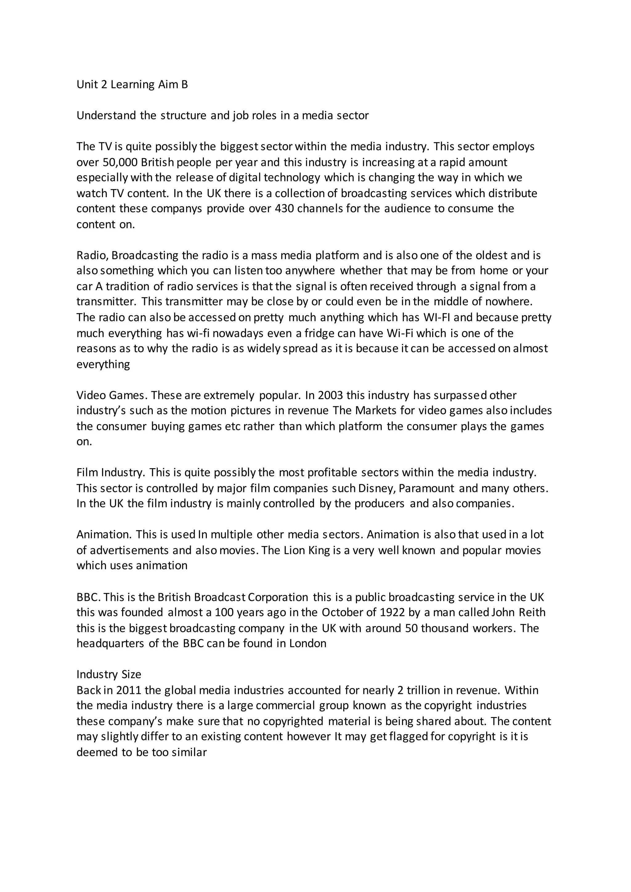 Unit 2 learning aim b | PDF