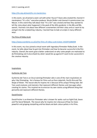 Unit 2 learning aim d | DOCX