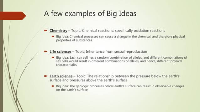 Unit 2 learning in science as the development of big ideas | PPT