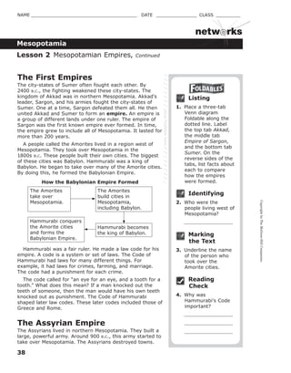 Unit 2, lesson 1 2 mesopotamia workbook | PDF