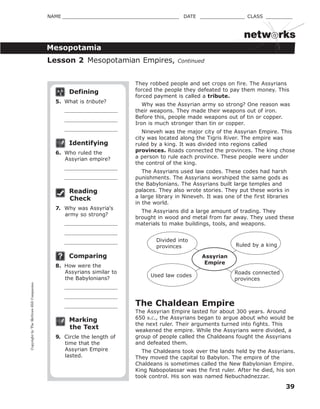 Unit 2, lesson 1 2 mesopotamia workbook | PDF