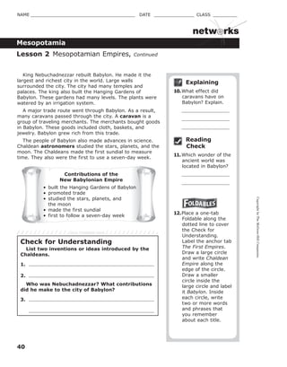 Unit 2, lesson 1 2 mesopotamia workbook | PDF