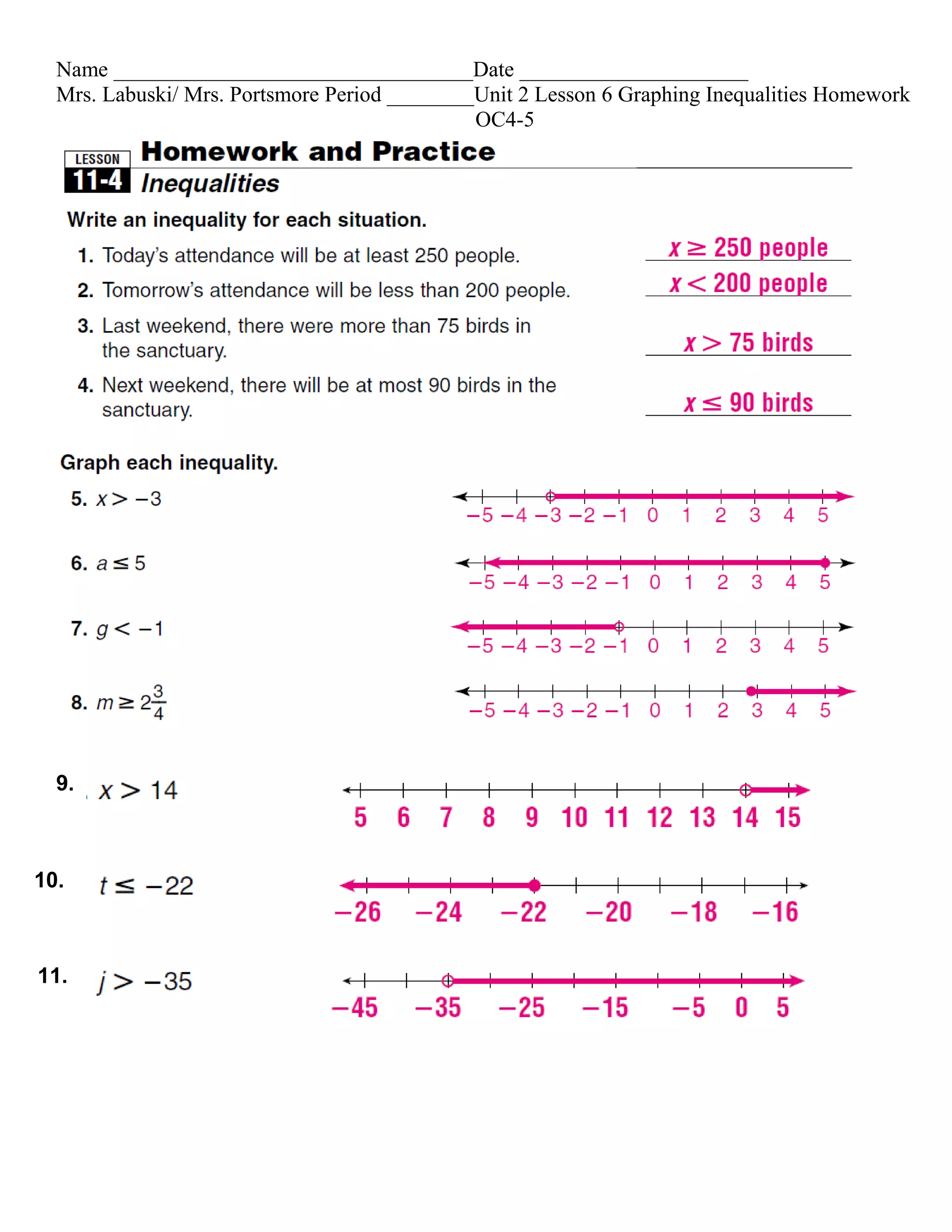 Unit 2 lesson 6 graphing inequailities | DOC