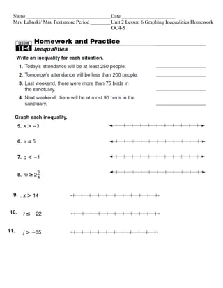 Unit 2 lesson 6 graphing inequailities | DOC