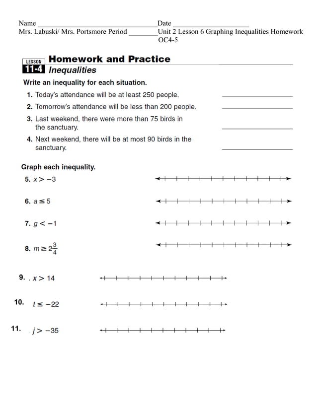 Unit 2 lesson 6 graphing inequailities | DOC