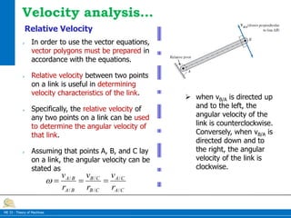 Kinematics velocity analysis unit 2 lesson 7 | PDF