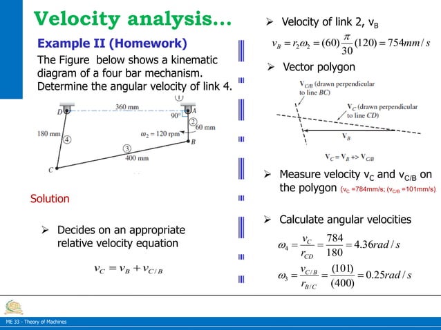 Kinematics velocity analysis unit 2 lesson 7 | PDF