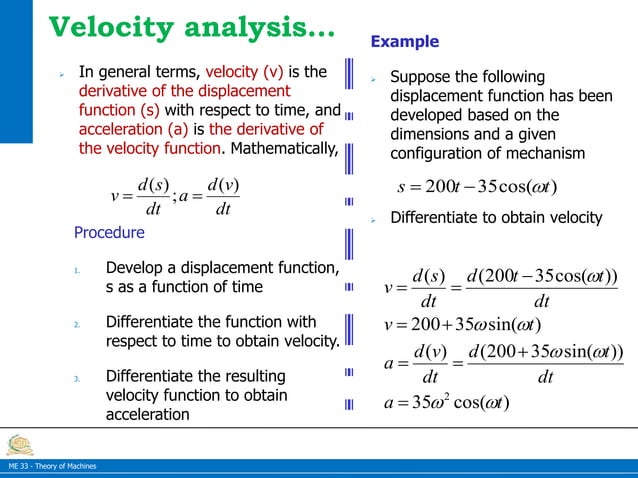 Kinematics velocity analysis unit 2 lesson 7 | PDF
