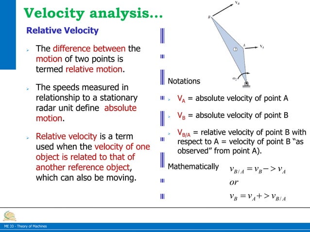 Kinematics velocity analysis unit 2 lesson 7 | PDF