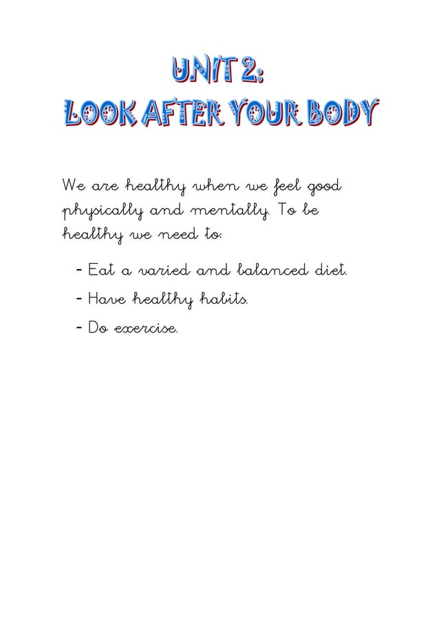 Unit 2 look after your body | PDF | Healthy Living