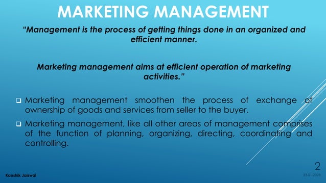 Unit 2 - Introduction to Marketing Management | PDF | Business ...