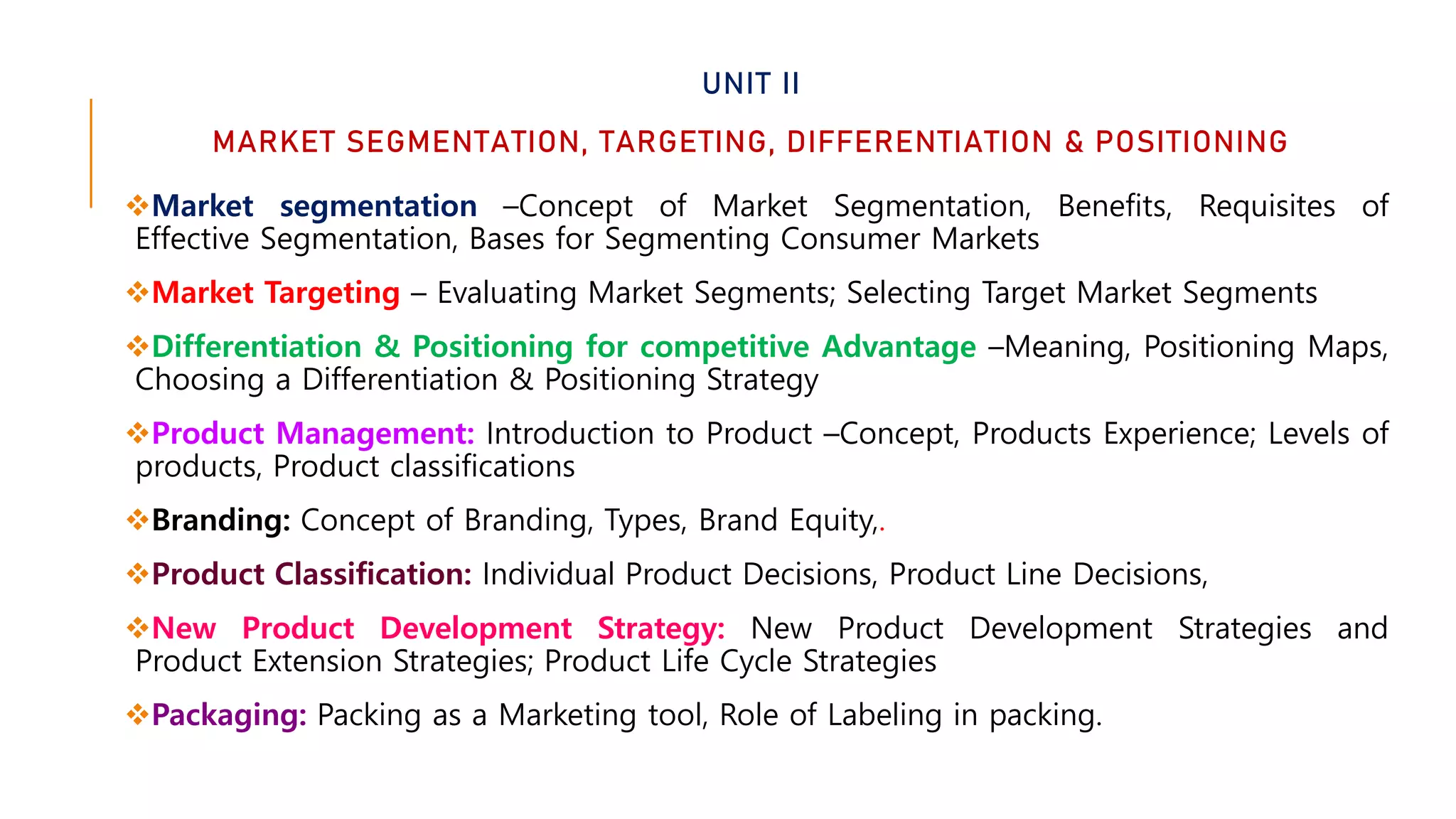Unit 2 Market Segmentation Targeting Differentiation And Positioningpdf Business Business