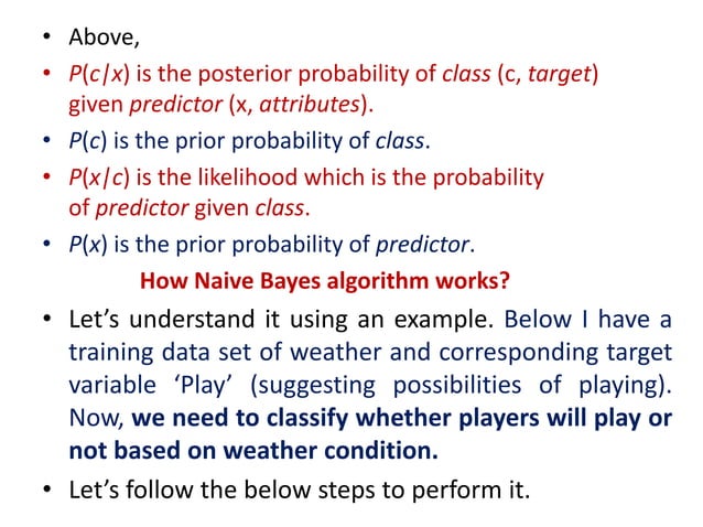 UNIT2_NaiveBayes algorithms used in machine learning | PPT