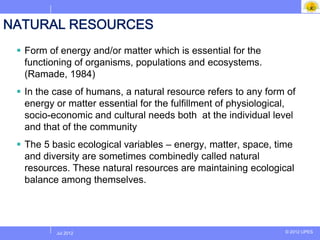 Unit 2 natural resources lecture 1 | PPTX