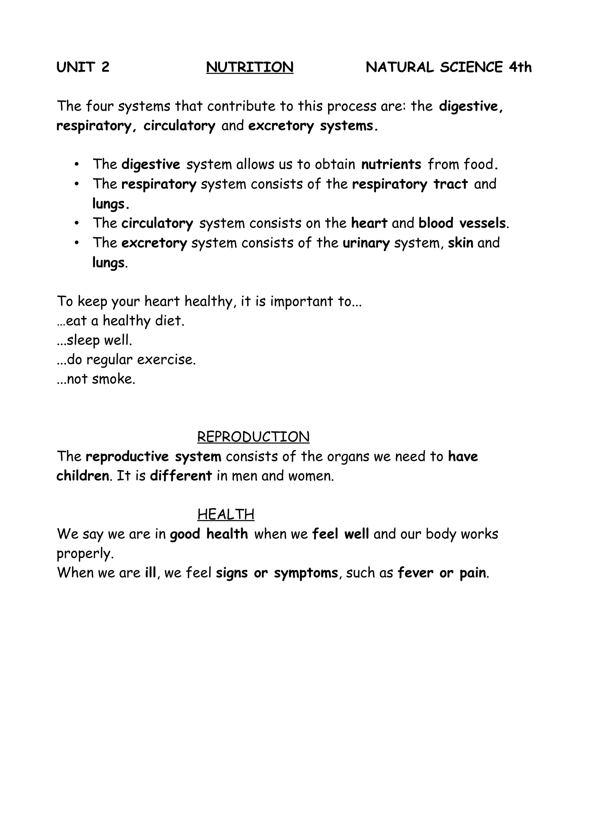 Unit 2 natural science 4th nueva | PDF