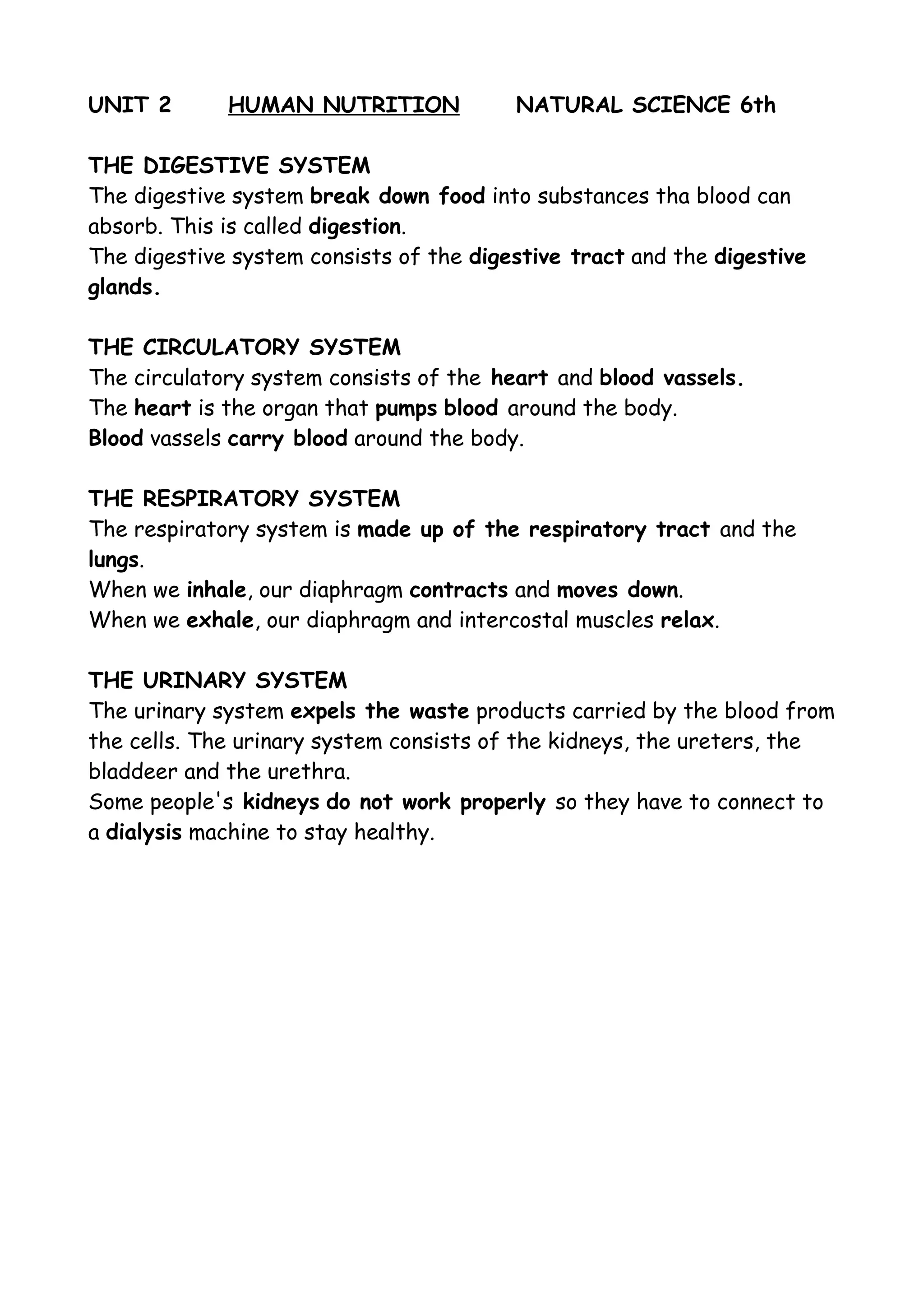 Unit 2 natural science 6th nueva | PDF