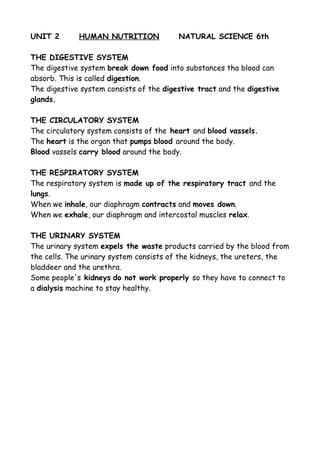 Unit 2 natural science 6th nueva | PDF