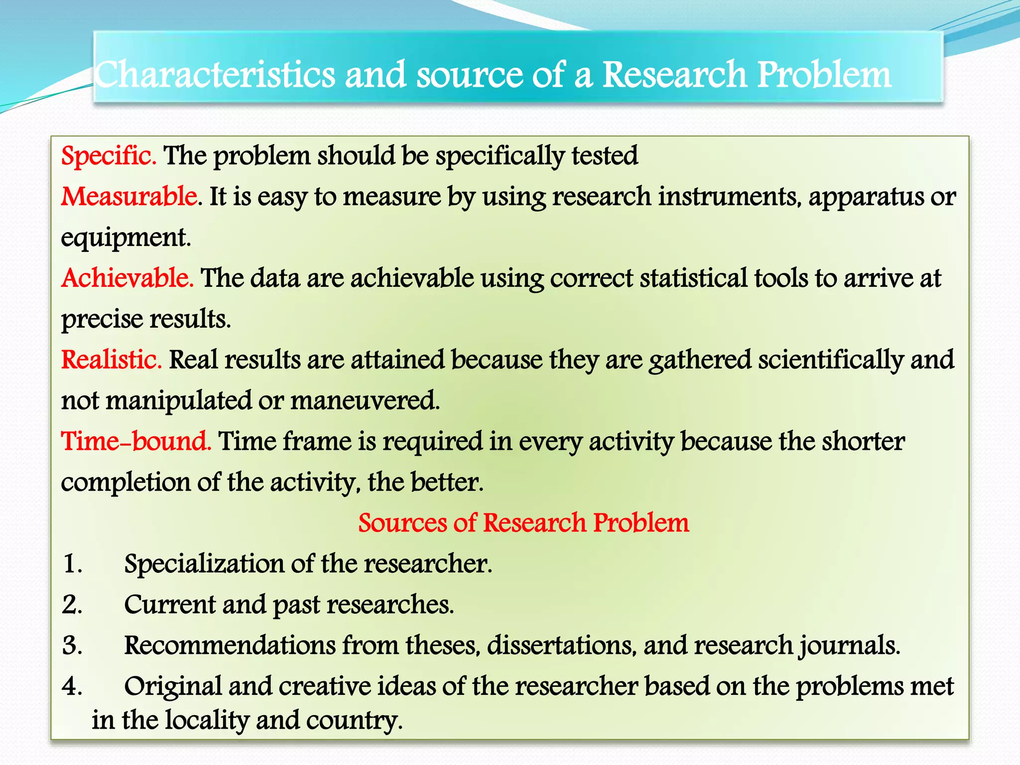 The Research Problem and objectives | PPTX
