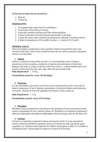 classification of food, in the terms of nutrition | DOCX