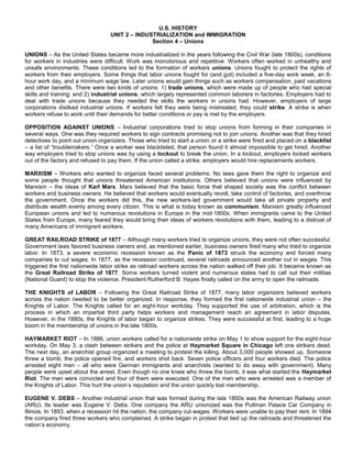 Unit 2 notes (industrialization and immiigration) | PDF