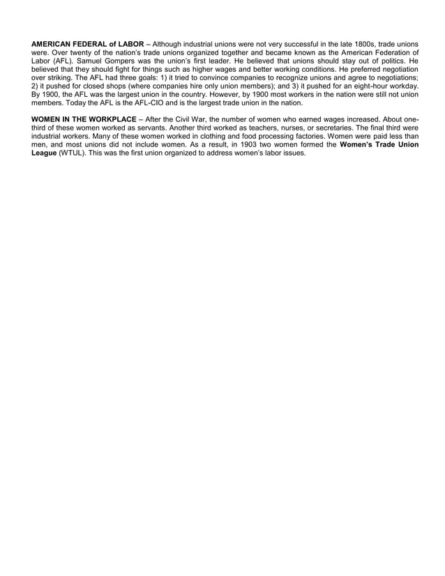 Unit 2 notes (industrialization and immiigration) | PDF