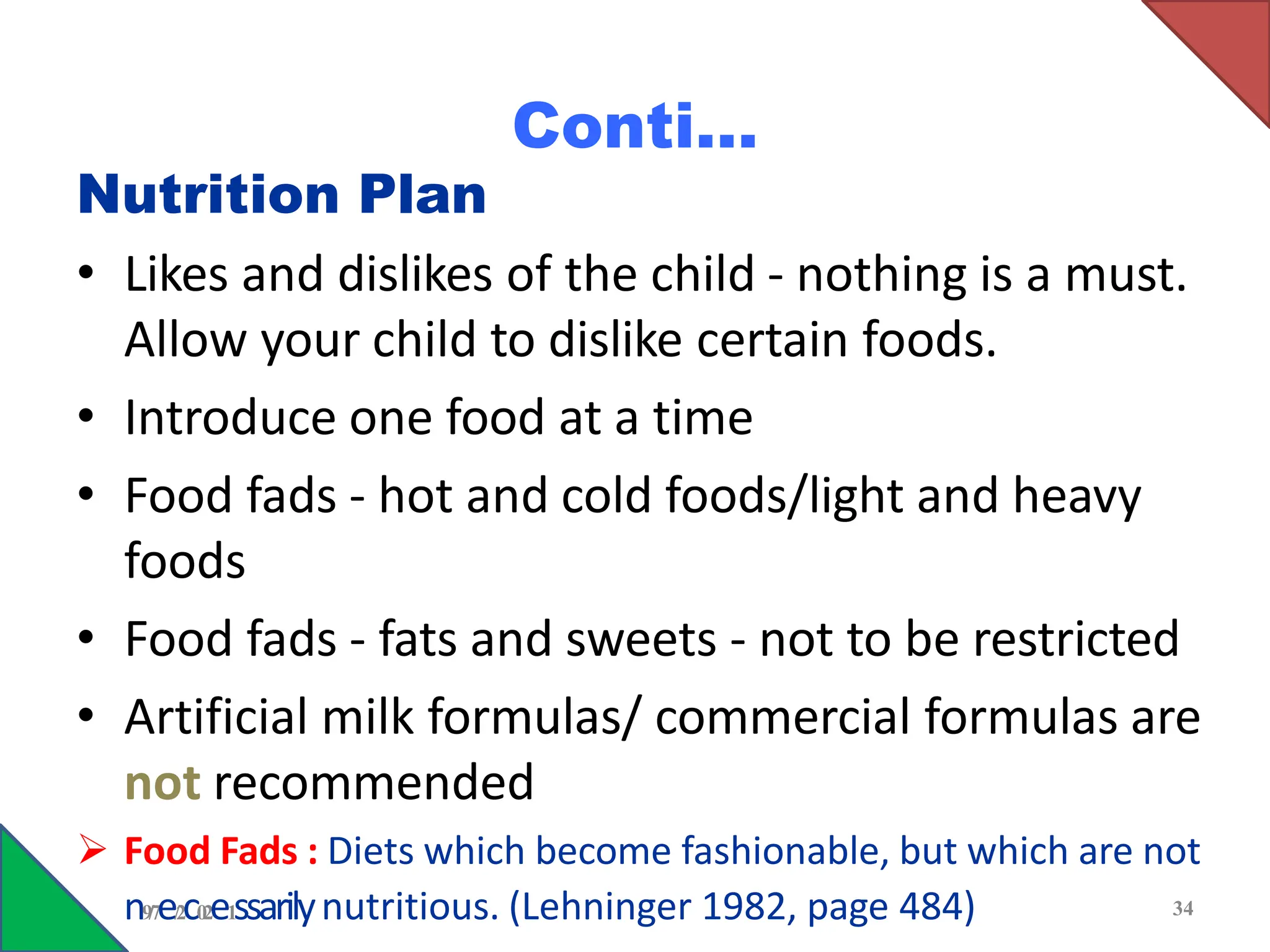 Unit 2; Nutritional Consideration in infancy and preschool years ...