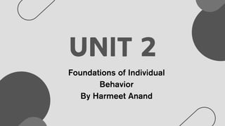 Organization behaviour foundations of indivitual | PDF