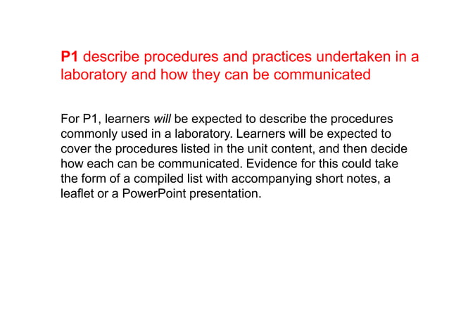 Unit 2 Labprocedures P1, M1, D1 | PPT
