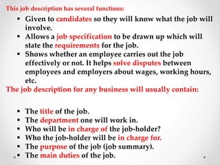 IGCSE BUsiness Studies Unit 2 people in business lecture ppt | PPTX