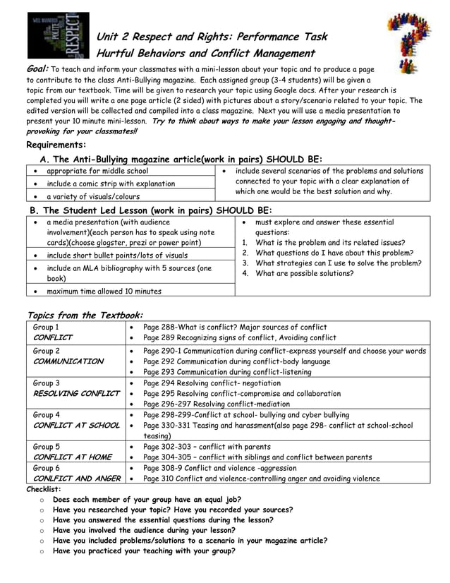 Unit 2 performance task student handout | DOCX