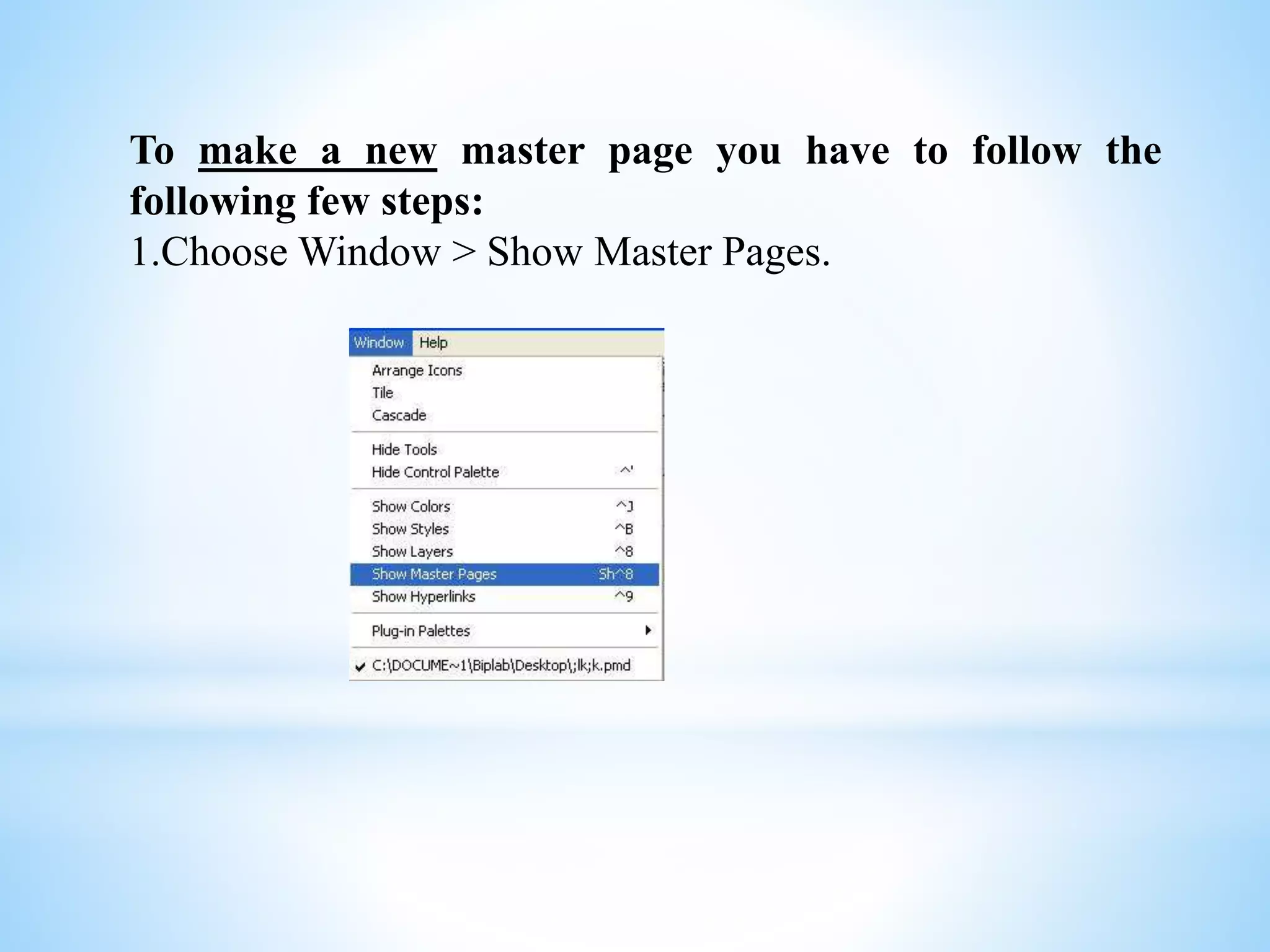 CREATING A MASTER PAGE | PPT