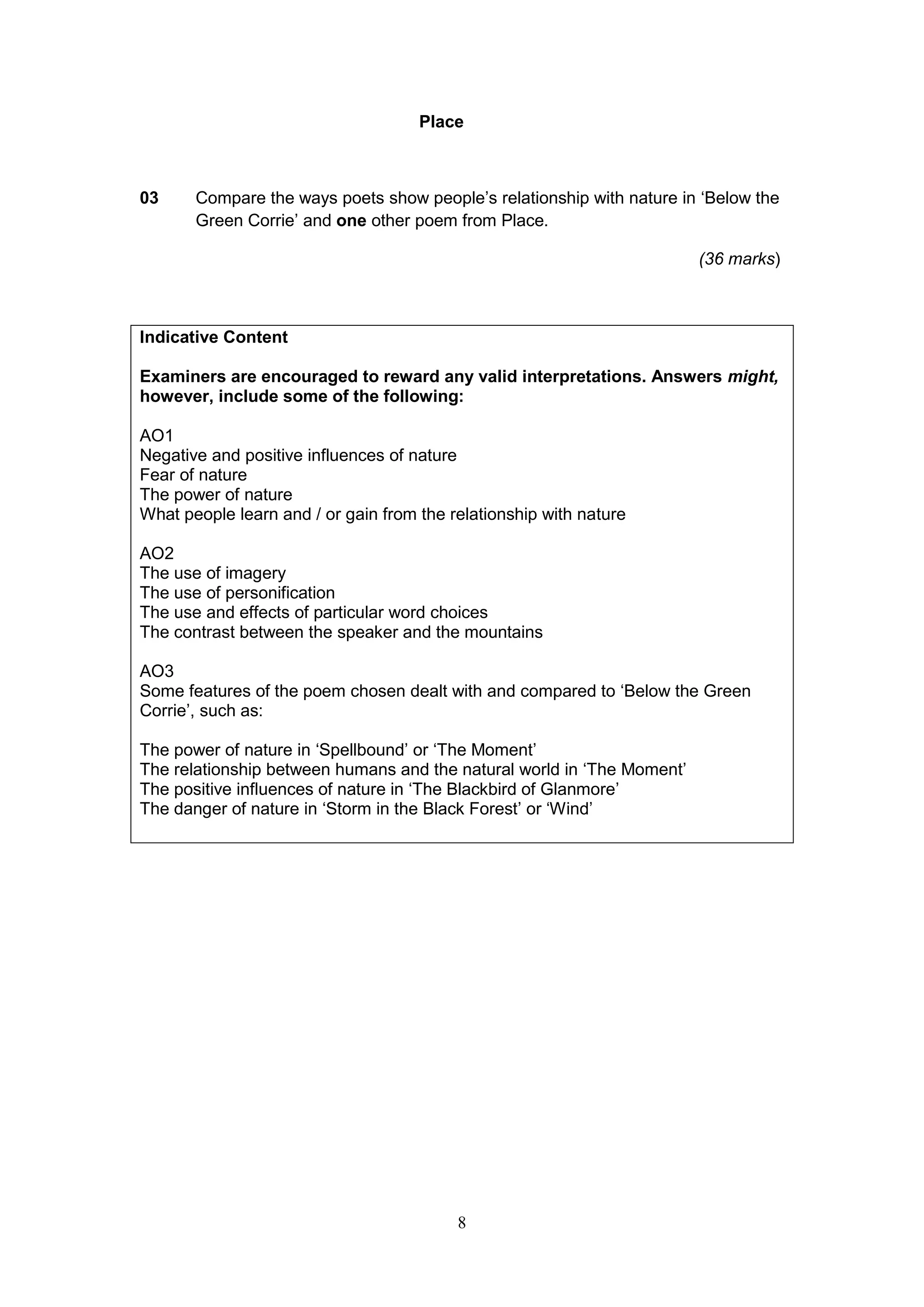 Unit 2 poetry mark scheme (higher) | PDF