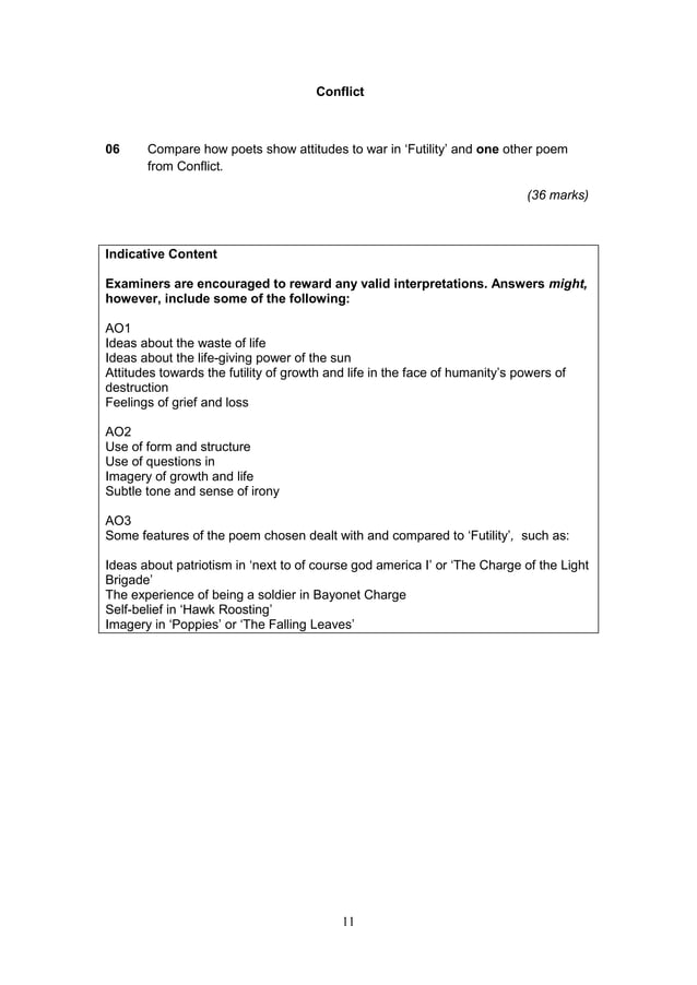 Unit 2 poetry mark scheme (higher) | PDF