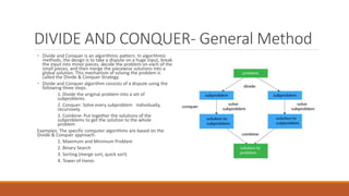 Divide and Conquer / Greedy Techniques | PPT