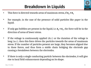 Breakdown in Liquid and Solid for High Voltage Engineering | PPTX