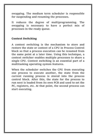 Process And Scheduling Algorithms in os | PDF