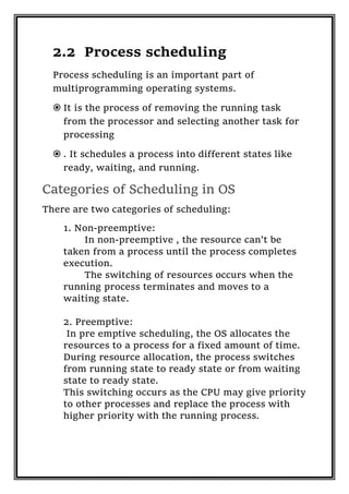 Process And Scheduling Algorithms in os | PDF