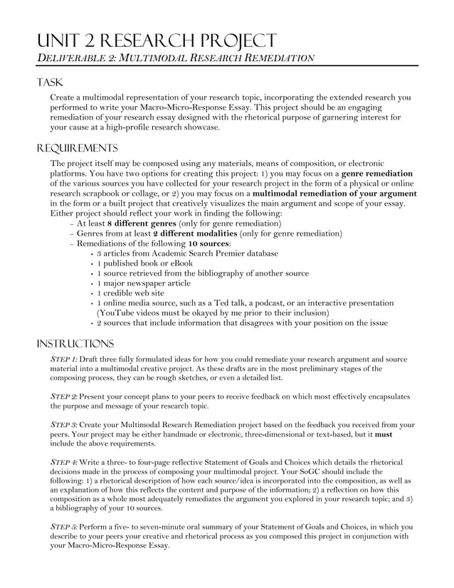 Unit2Project_MultimodalResearchProject_Instructions | PDF
