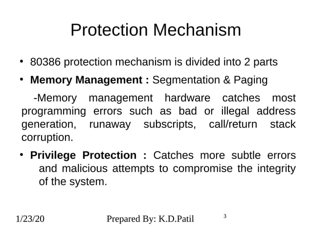 PAI Unit 2 Protection in 80386 segmentation | PDF