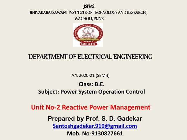 Unit 2 Reactive Power Management | PPTX | Physics | Science