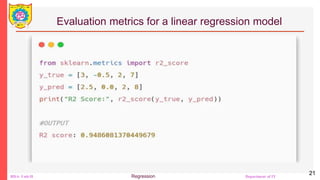 Unit2_Regression, ADVANCED ANALYTICAL THEORY AND METHODS USING PYTHON | PPTX