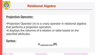 UNIT 2 relational algebra and Structured Query Language | PPT