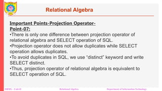 UNIT 2 relational algebra and Structured Query Language | PPT