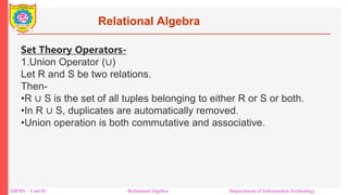 UNIT 2 relational algebra and Structured Query Language | PPT