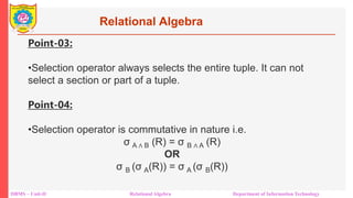 UNIT 2 relational algebra and Structured Query Language | PPT